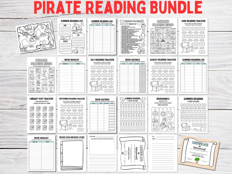 Summer Reading Bundle for Kids & Teens, Pirate Reading Trackers ...
