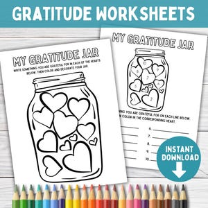 Gratitude Jar Worksheet Printable, Thankful Activities for Kids ...