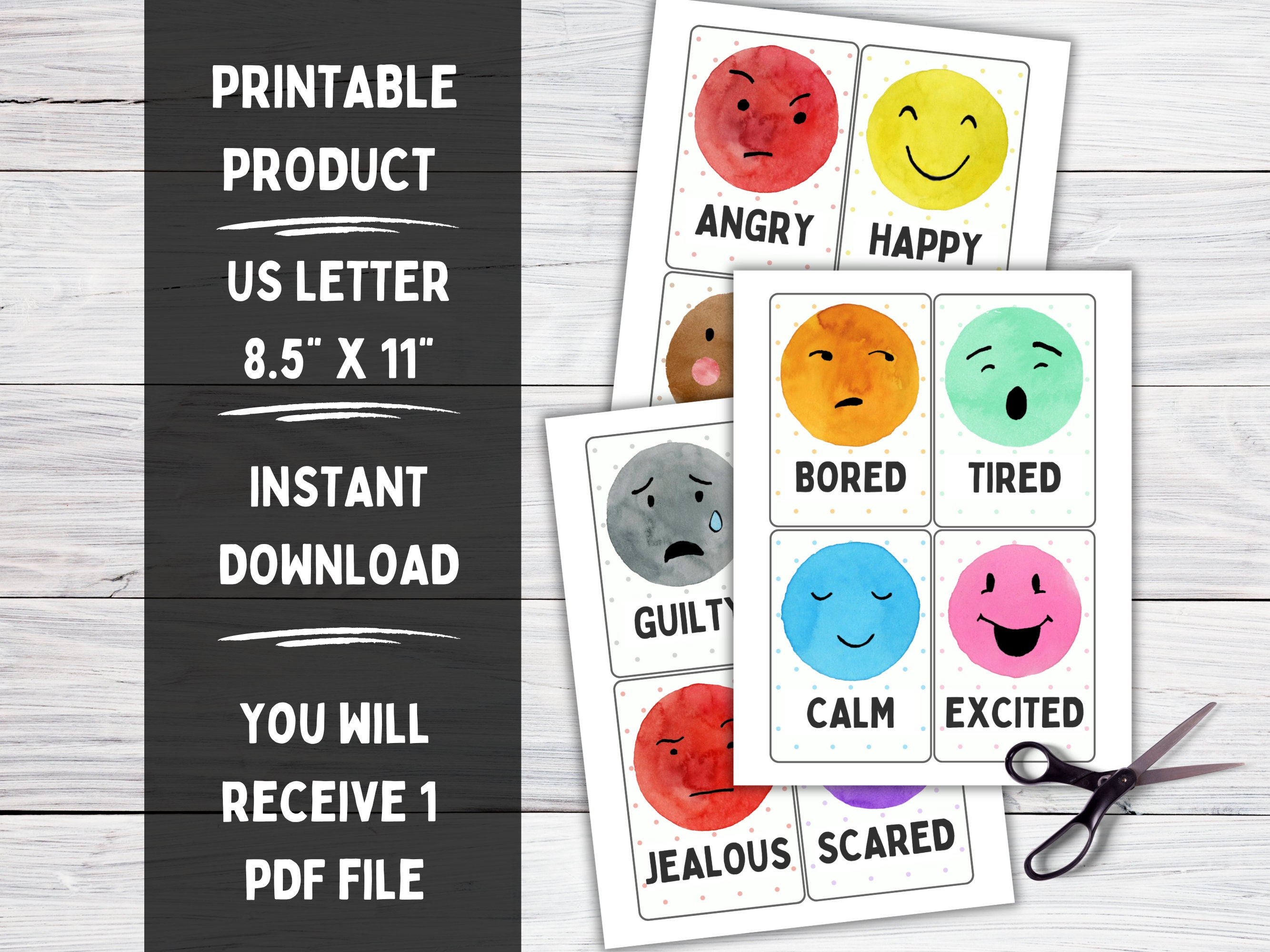 Emotions Flashcards for Kids | Kids Feelings Flash Cards | Preschool ...