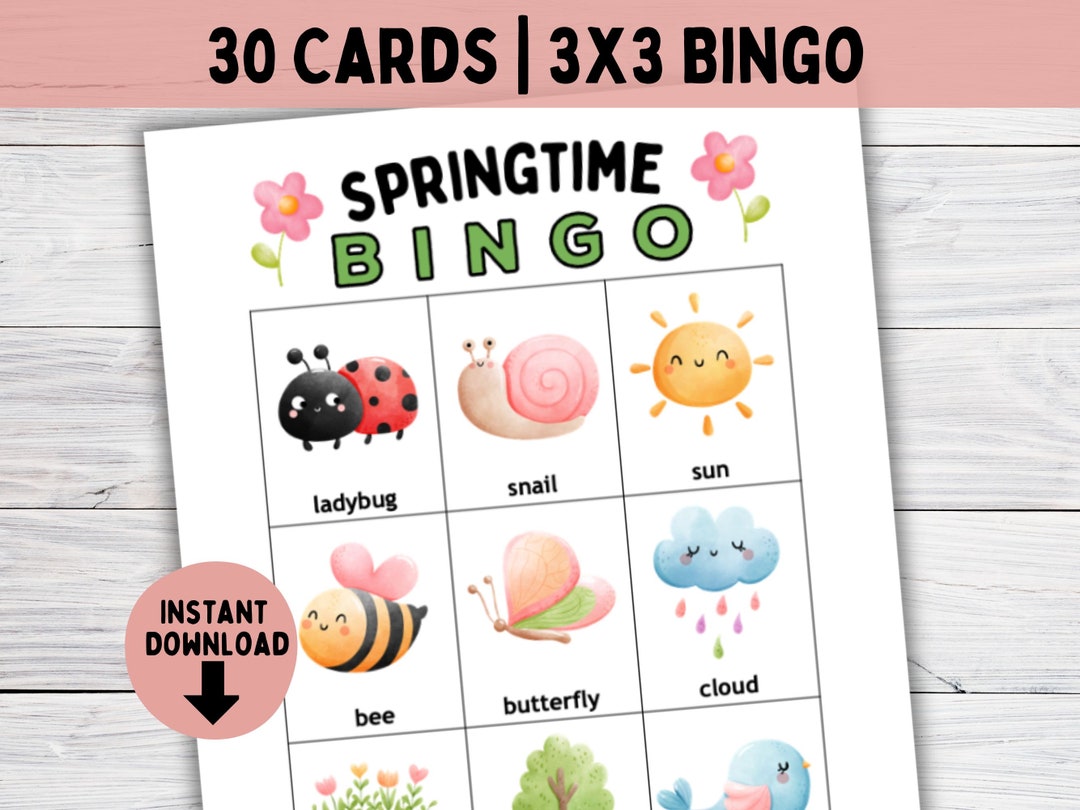 Spring BINGO Card Preschool Activities, Kids Spring Printables Activity ...