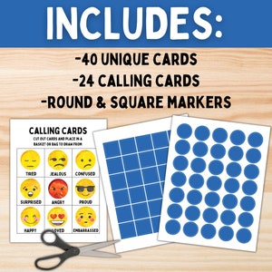 Emotions Feelings BINGO Game for Kids and Teens | Printable Emoji Bingo ...