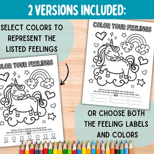 Feelings Coloring Page for Kids | Emotions Check-in Therapy Worksheet ...