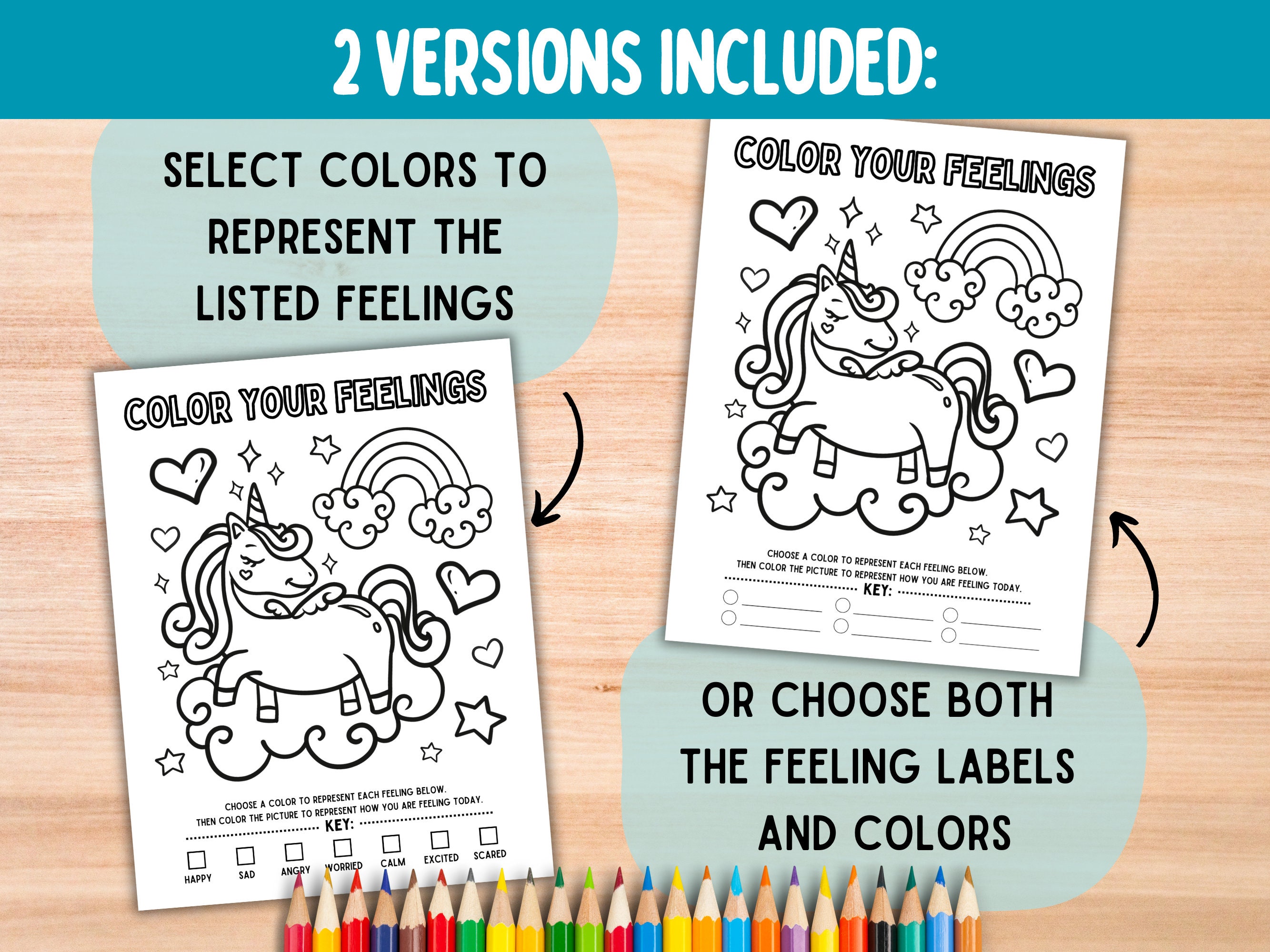 Feelings Coloring Page for Kids Emotions Check-in Therapy Worksheet ...