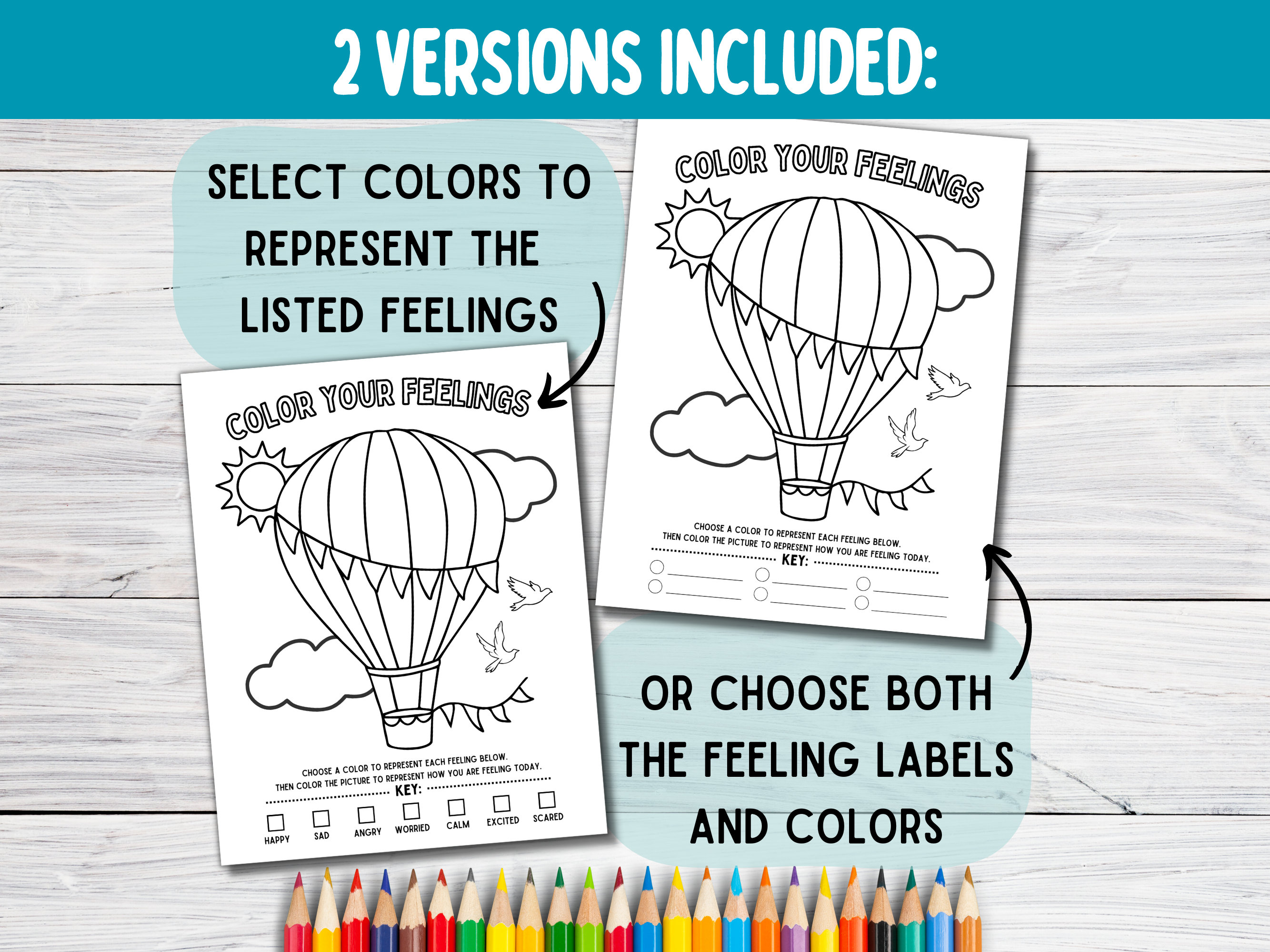 Feelings Coloring Page for Kids | Emotions Check-in Therapy Worksheet ...