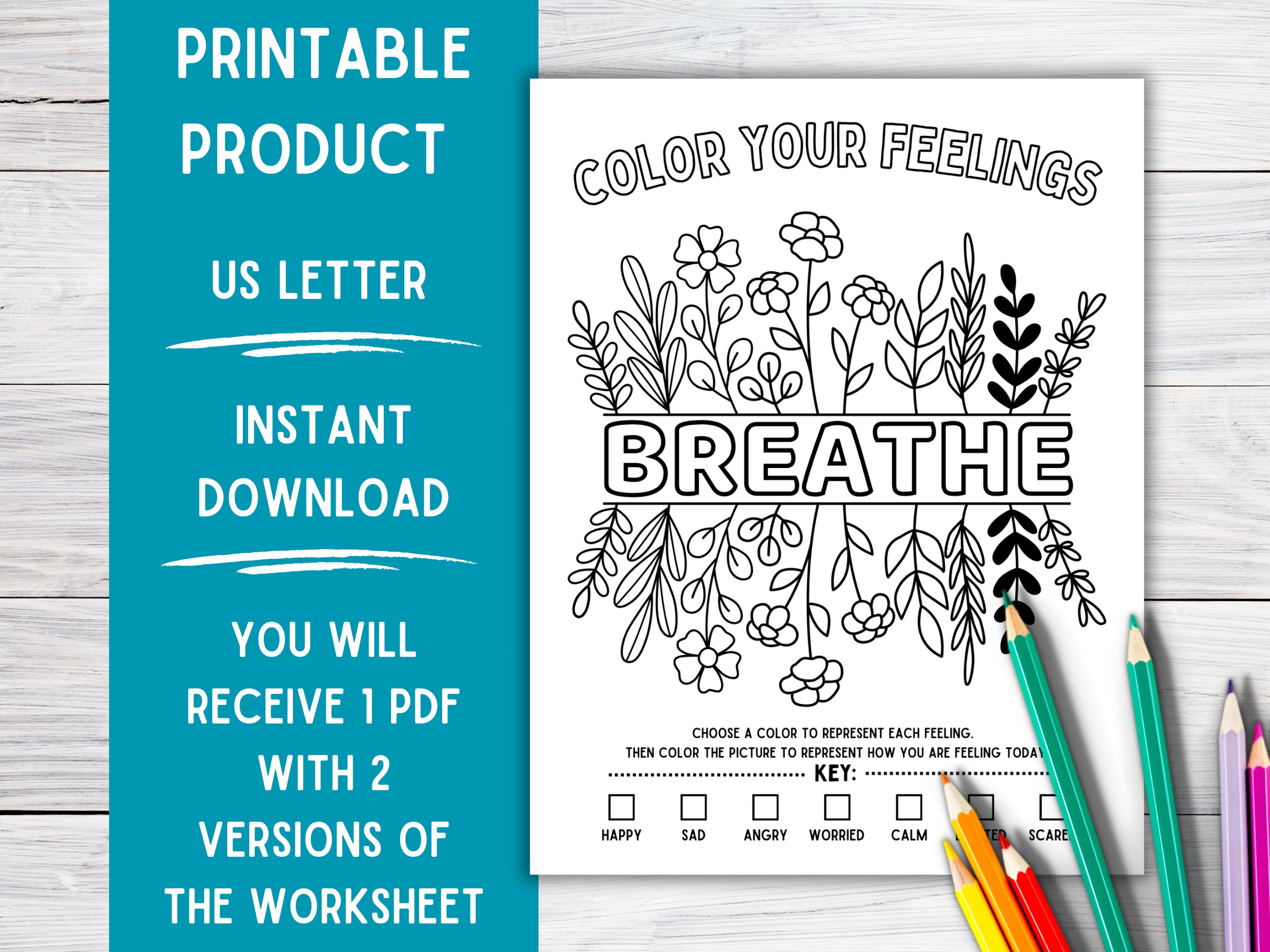 Feelings Emotions Coloring Page for Kids Teens and Adults | Therapy ...