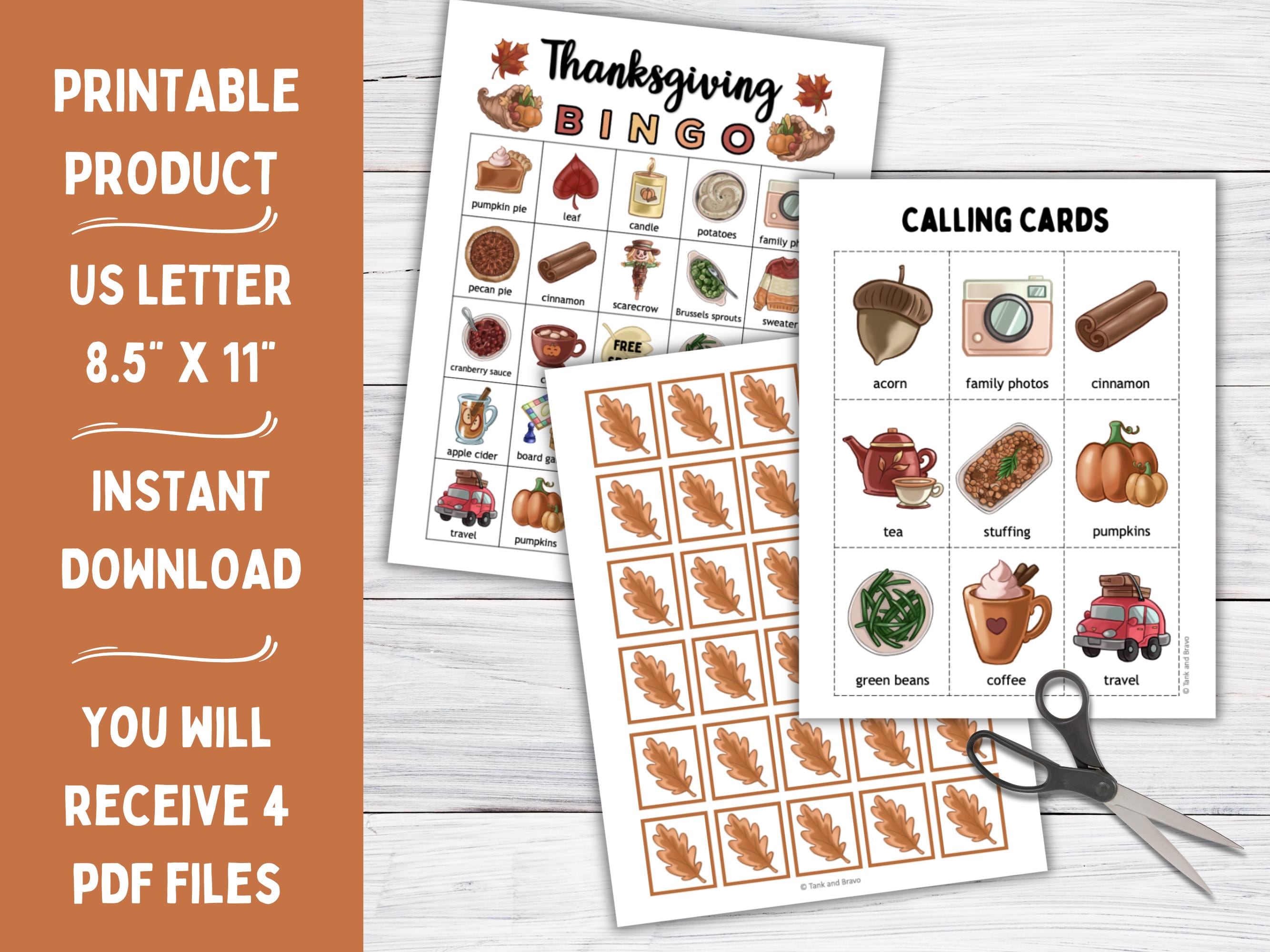 Thanksgiving BINGO Card for Kids and Teens, Printable Classroom Kids ...