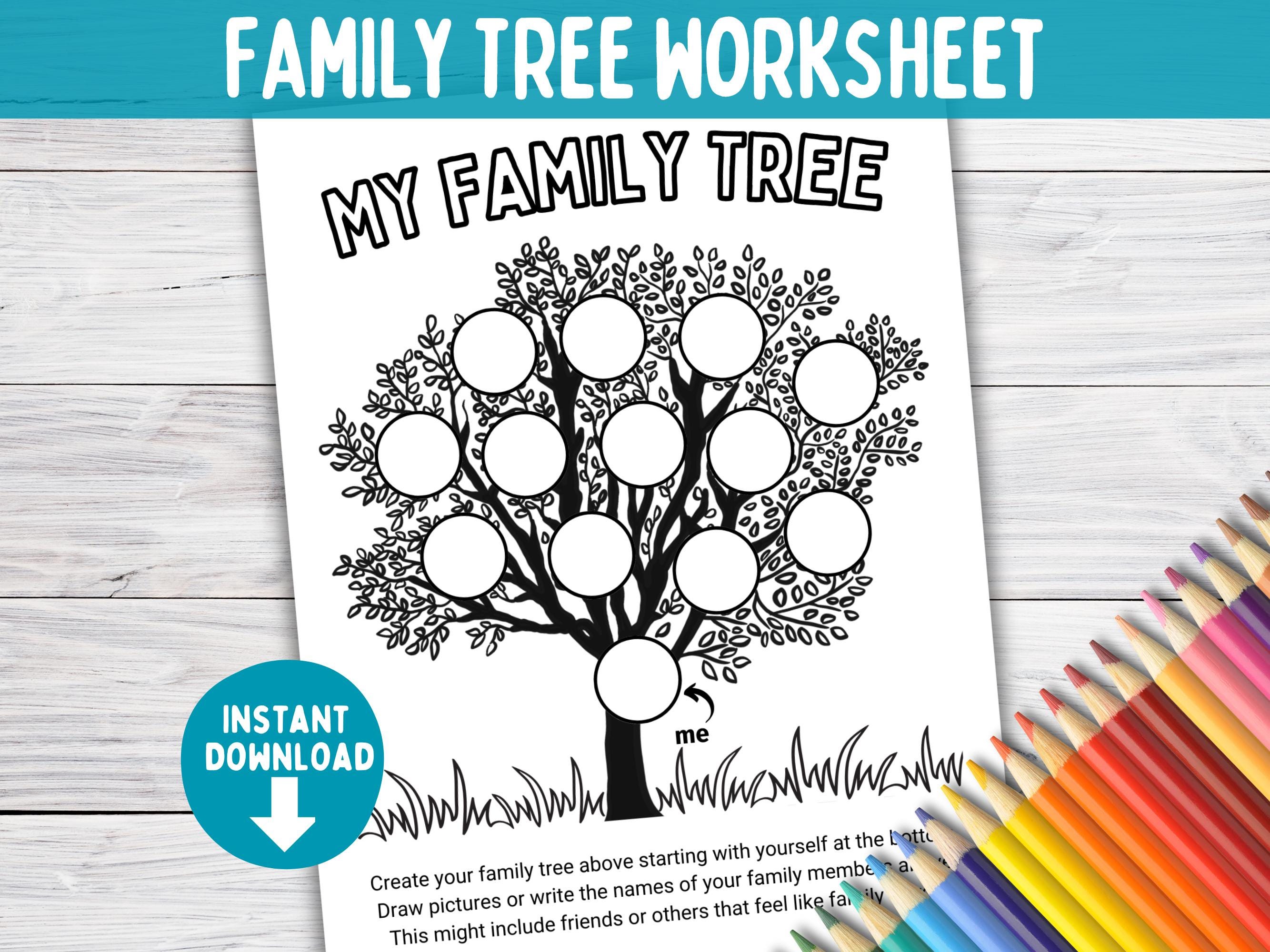 Family Tree Worksheet for Kids | Art Play Therapy Tools | Genogram ...