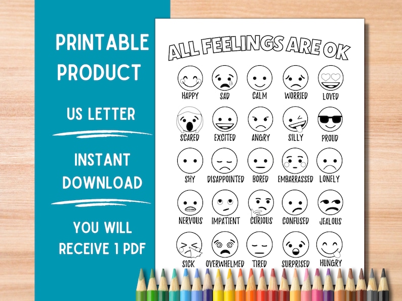 Feelings Coloring Page | School Social Work | Worksheets for Kids and ...