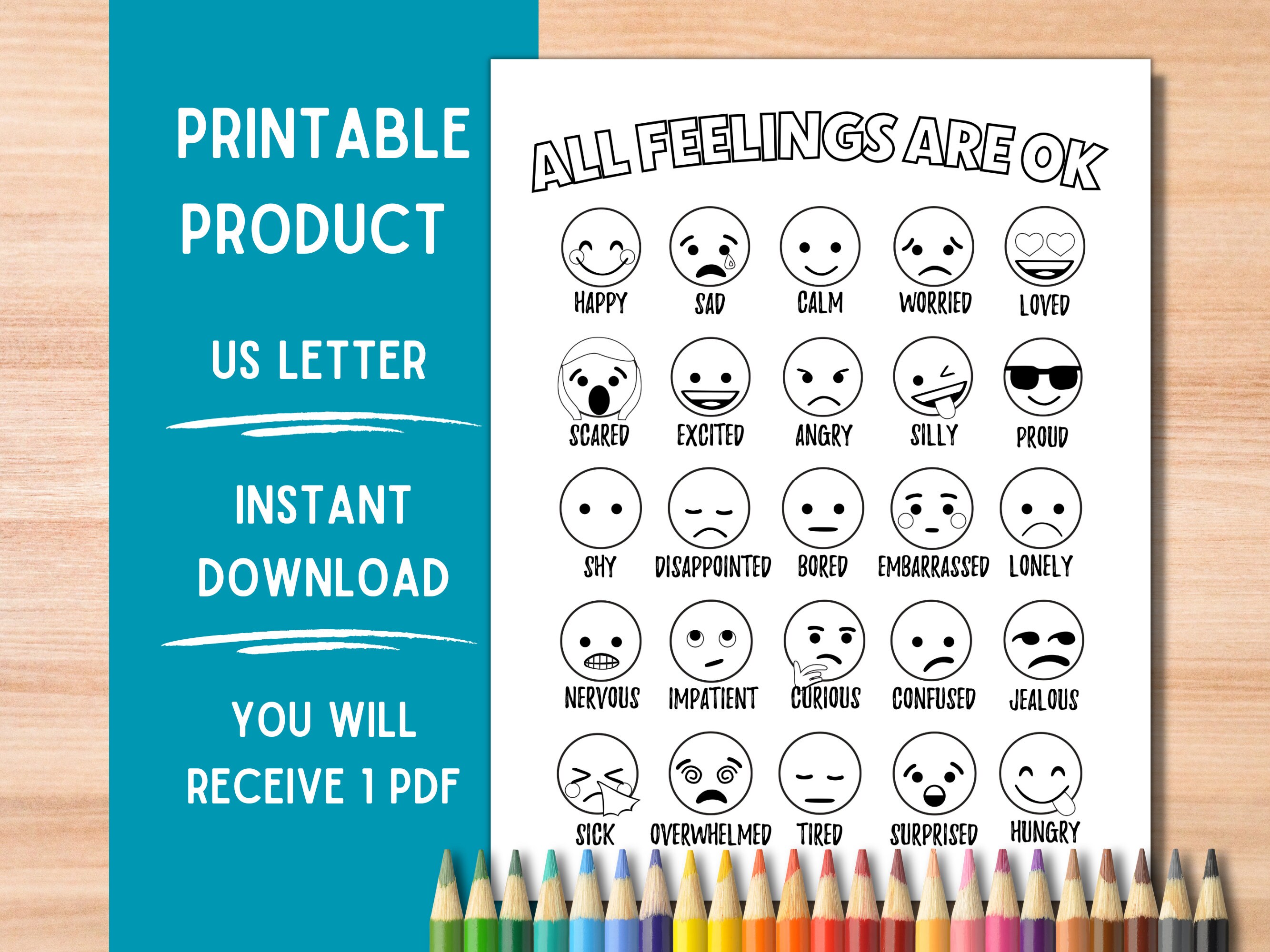 Feelings Coloring Page | School Social Work | Worksheets for Kids and ...