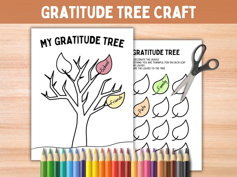 Gratitude Tree Coloring Craft Printable, Thankful Activities for Kids ...
