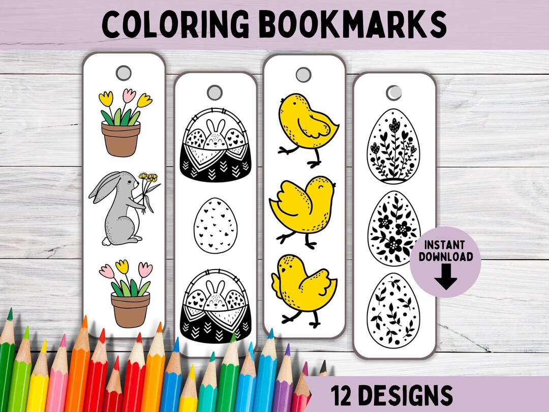 Easter Coloring Bookmarks Printable | Coloring Page for Kids | Spring ...