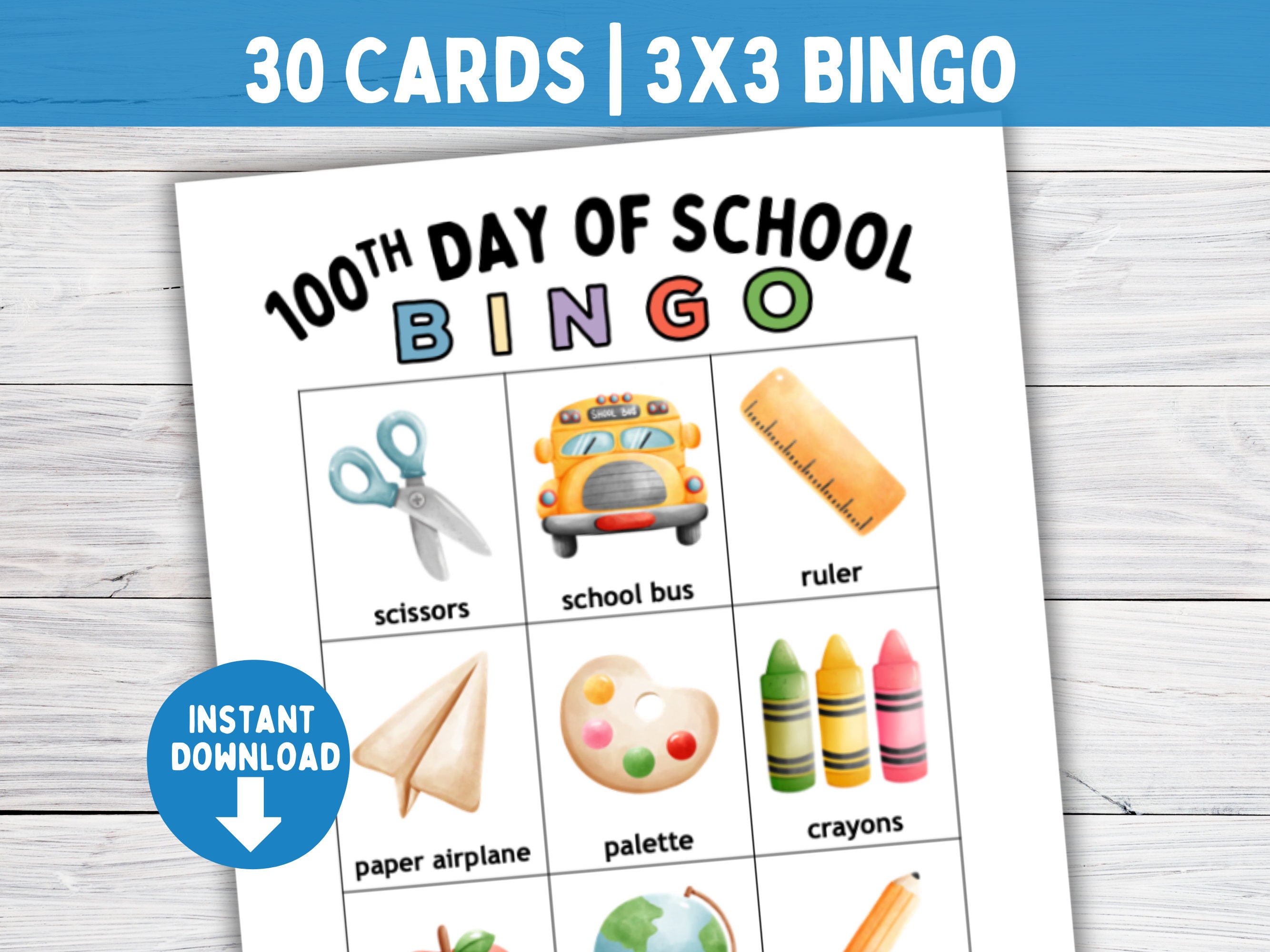 100th Day of School BINGO Card Preschool Activities | 100 Days ...
