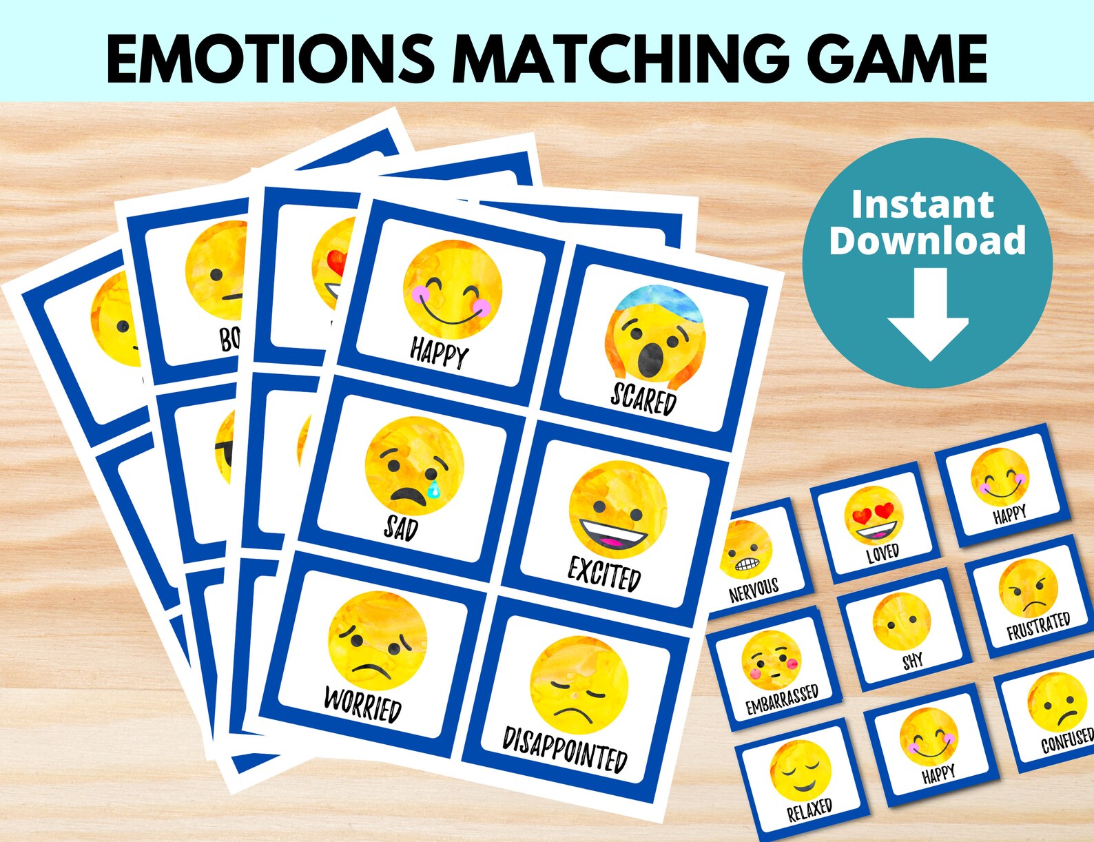 Emotions Matching Game for Kids | Classroom SEL Activity | Therapy Tool ...