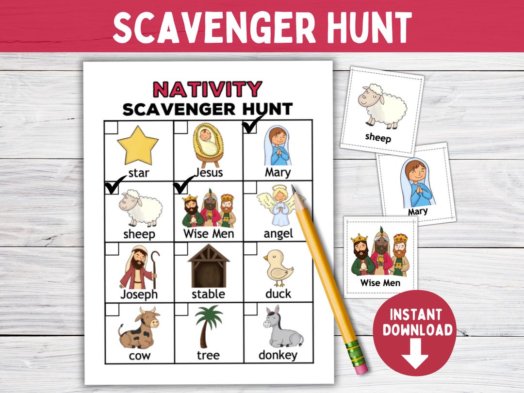 Christmas Nativity Scavenger Hunt Preschool Activities, Christian ...