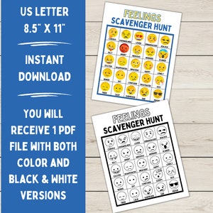 Emotions Therapy Worksheet for Kids and Teens | Emoji Scavenger Hunt ...