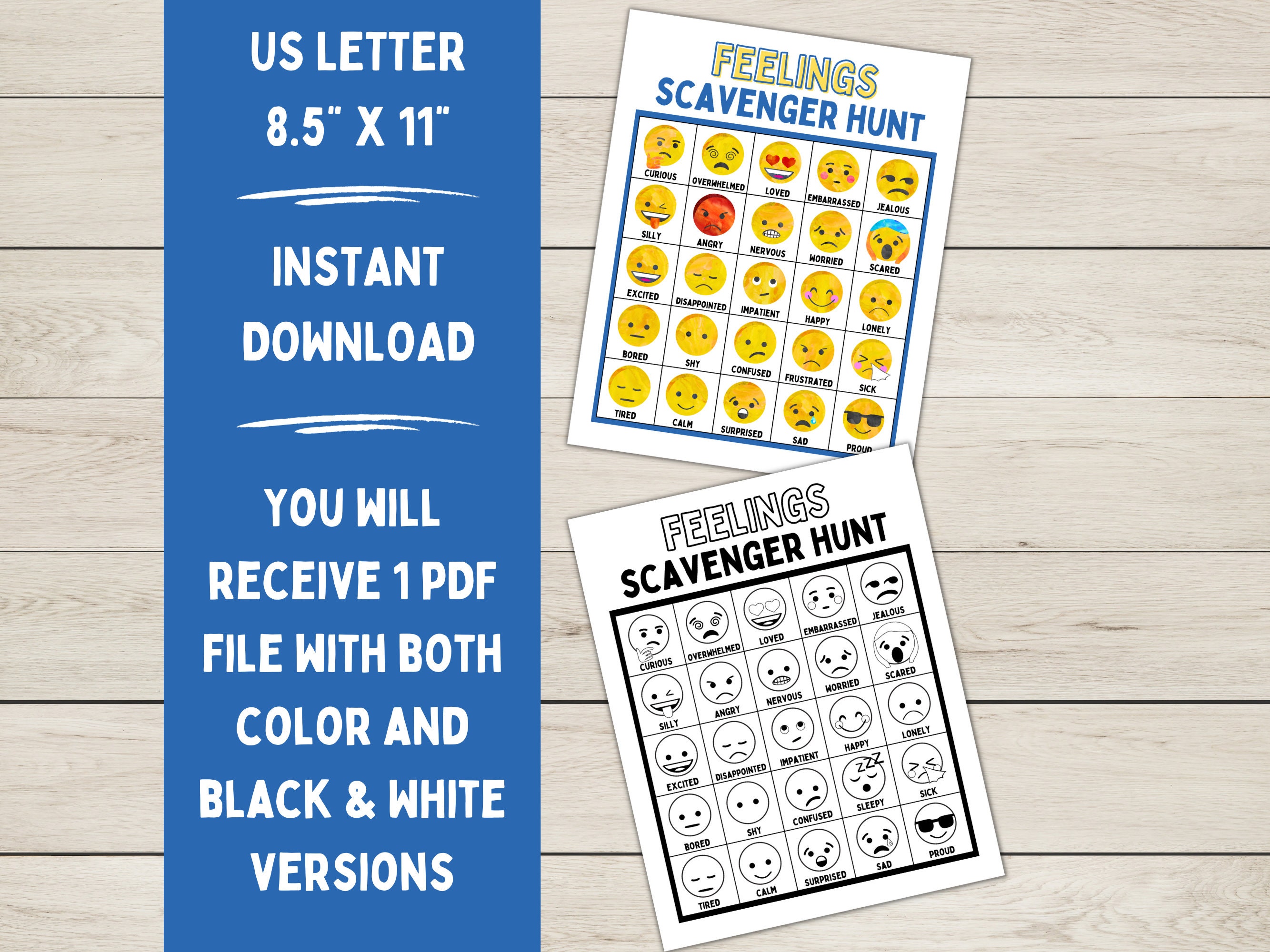 Emotions Therapy Worksheet for Kids and Teens | Emoji Scavenger Hunt ...