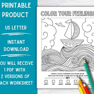 Feelings Coloring Page BUNDLE for Kids Teens or Adults | Emotions Check ...