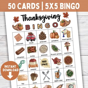 Thanksgiving BINGO Card for Kids and Teens, Printable Classroom Kids ...