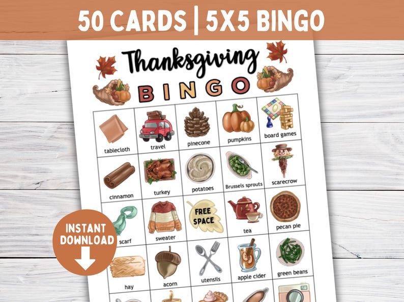 Thanksgiving BINGO Card for Kids and Teens, Printable Classroom Kids ...