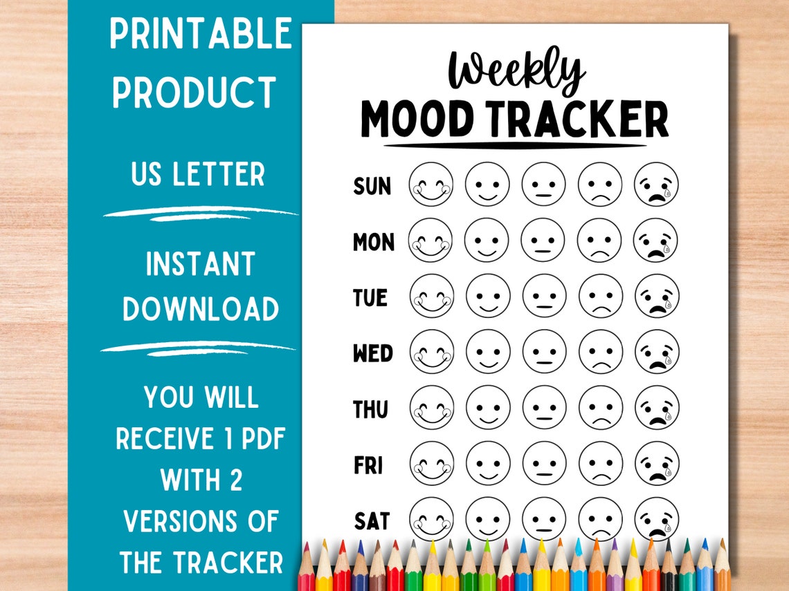 Weekly Mood Tracker for Kids Printable | Feelings Coloring Chart ...