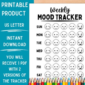 Weekly Mood Tracker for Kids Printable | Feelings Coloring Chart ...