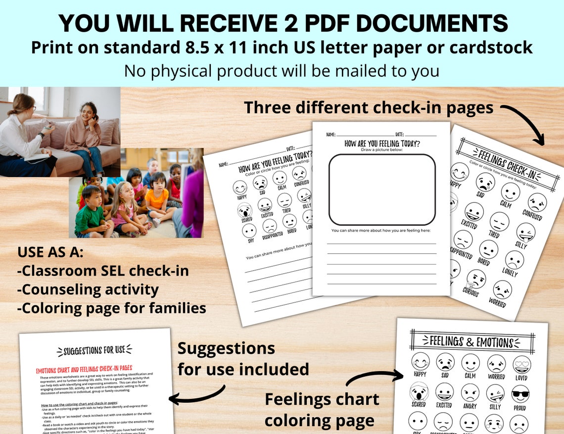 Emotions and Feelings Coloring Page Feelings Check-in Feelings Therapy ...