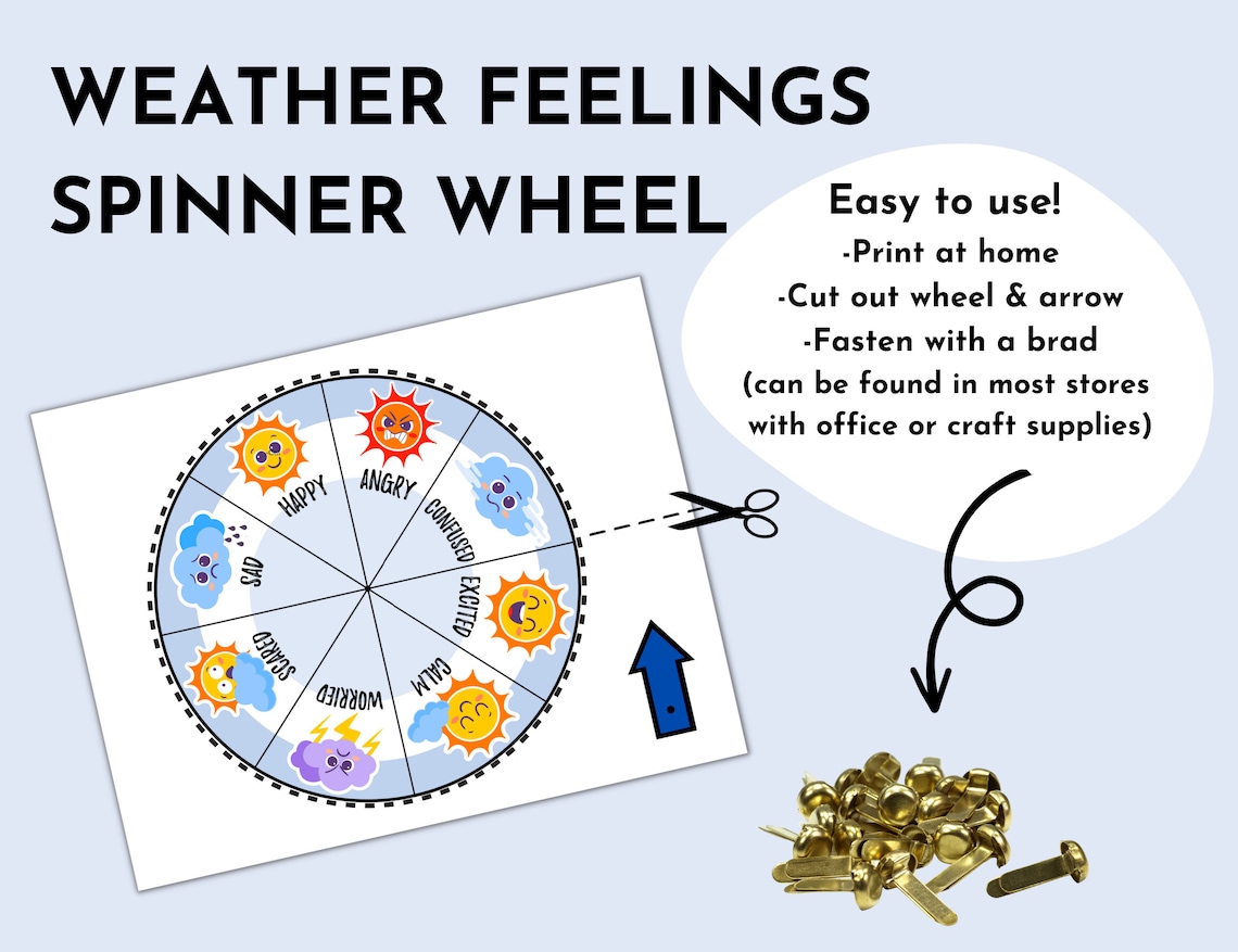 Emotions Feelings Wheel for Kids and Teens | Weather Feelings Chart ...