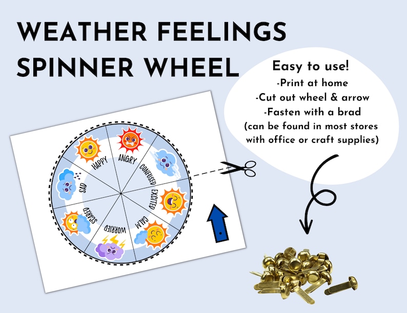 Emotions Feelings Wheel for Kids and Teens | Weather Feelings Chart ...
