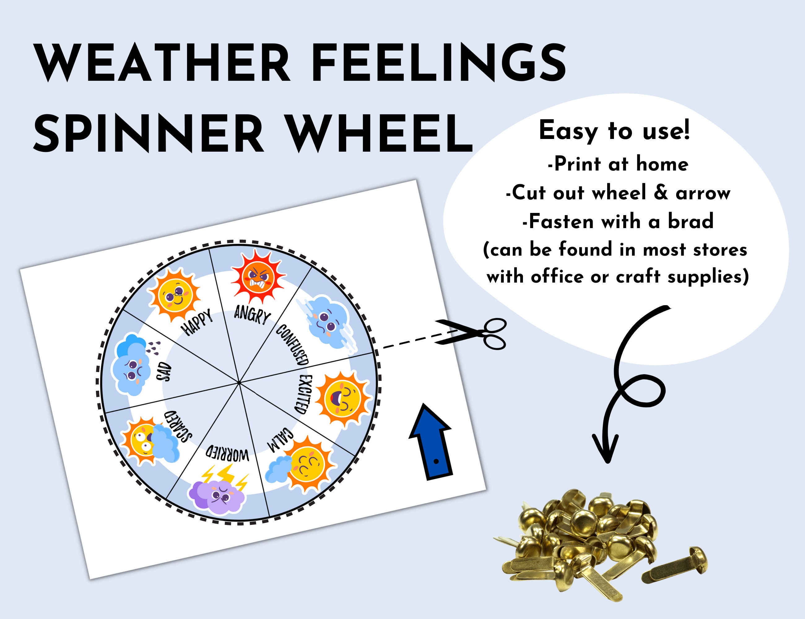 Emotions Feelings Wheel for Kids and Teens | Weather Feelings Chart ...
