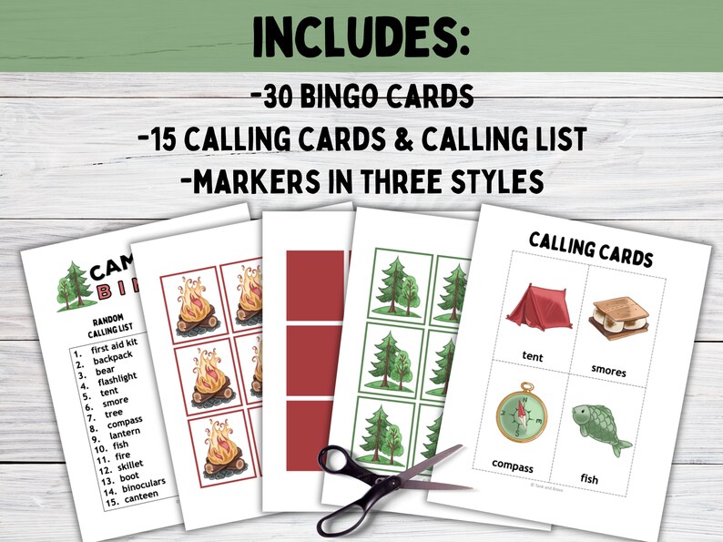 Camping BINGO Card Preschool Activities, Camp Birthday Party Games ...