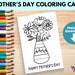 Printable Mother's Day Flower Coloring Card Kids Art Craft Floral ...