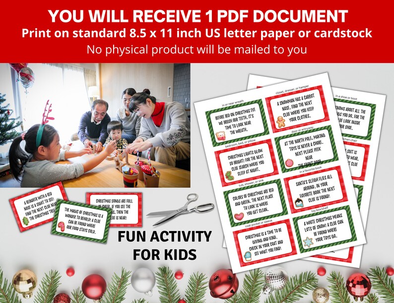 Christmas Indoor Scavenger Hunt for Kids | Printable Christmas Treasure ...
