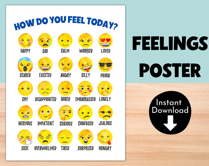 Printable 'emoji' Emotions Chart, Kids, Early Learning, Primary ...