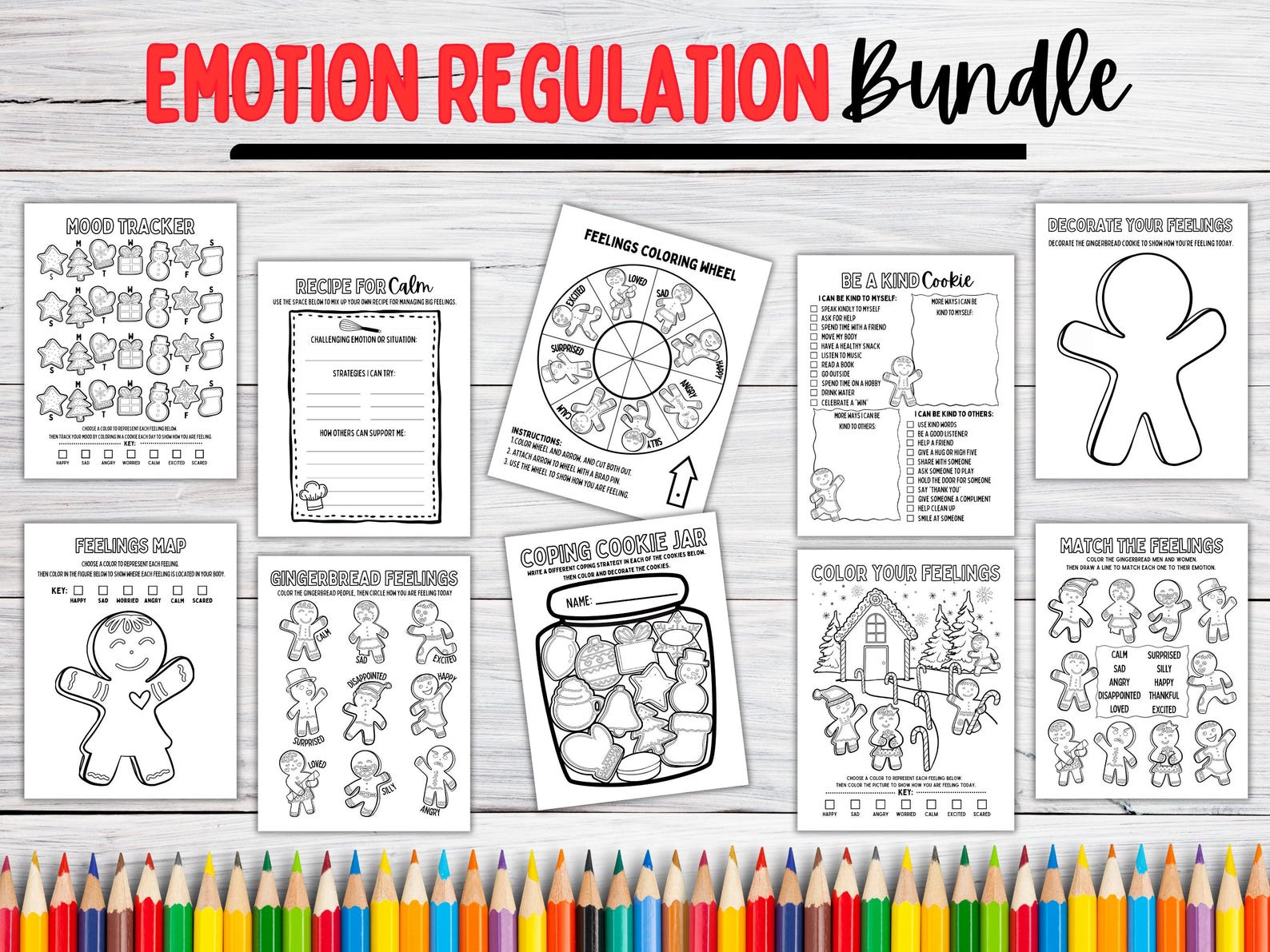 Emotion Regulation BUNDLE for Kids, Christmas Feelings SEL Coloring ...