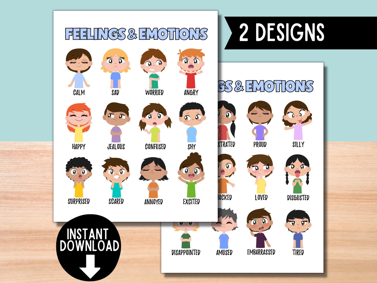 Emotions Feelings Poster for Kids and Teens | Feelings Chart ...