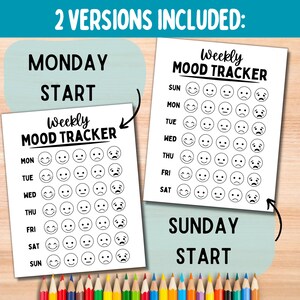 Weekly Mood Tracker for Kids Printable | Feelings Coloring Chart ...