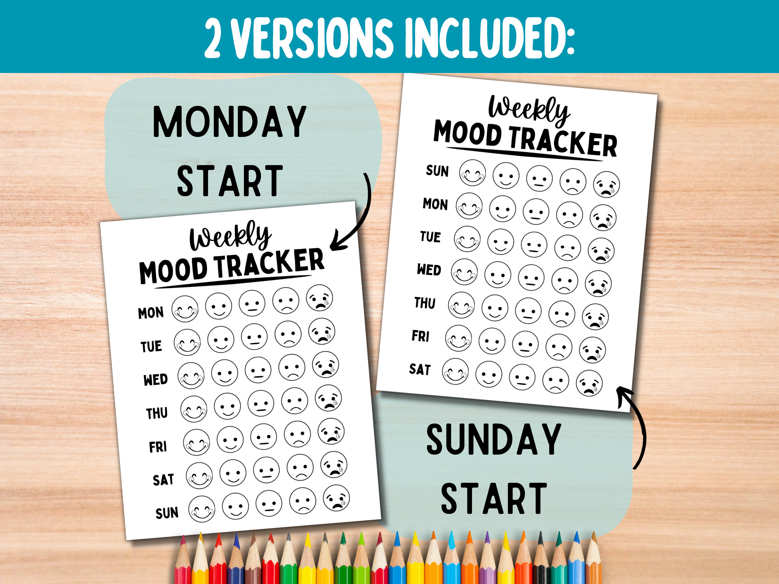 Weekly Mood Tracker for Kids Printable | Feelings Coloring Chart ...