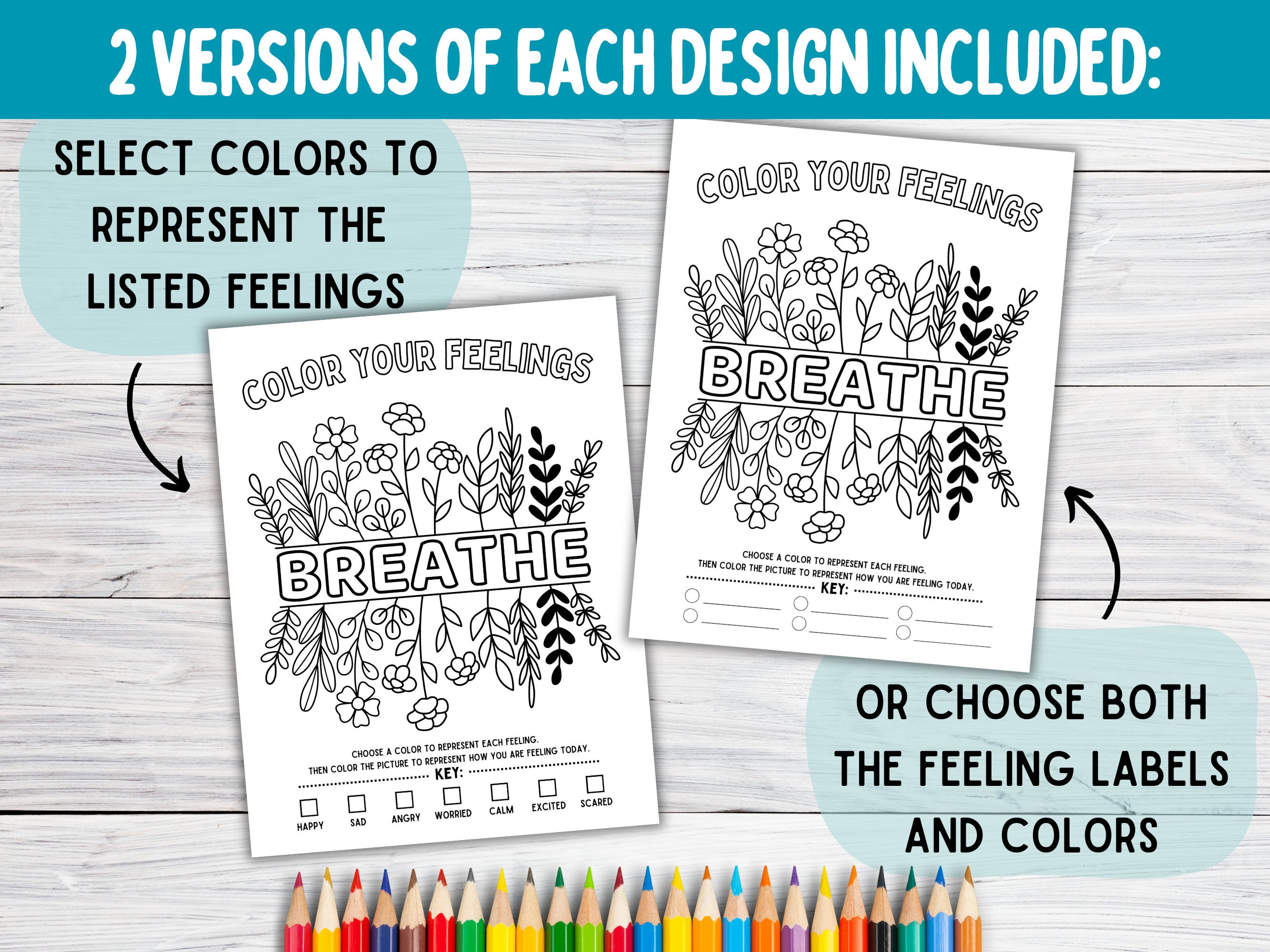 Feelings Emotions Coloring Page for Kids Teens and Adults | Therapy ...