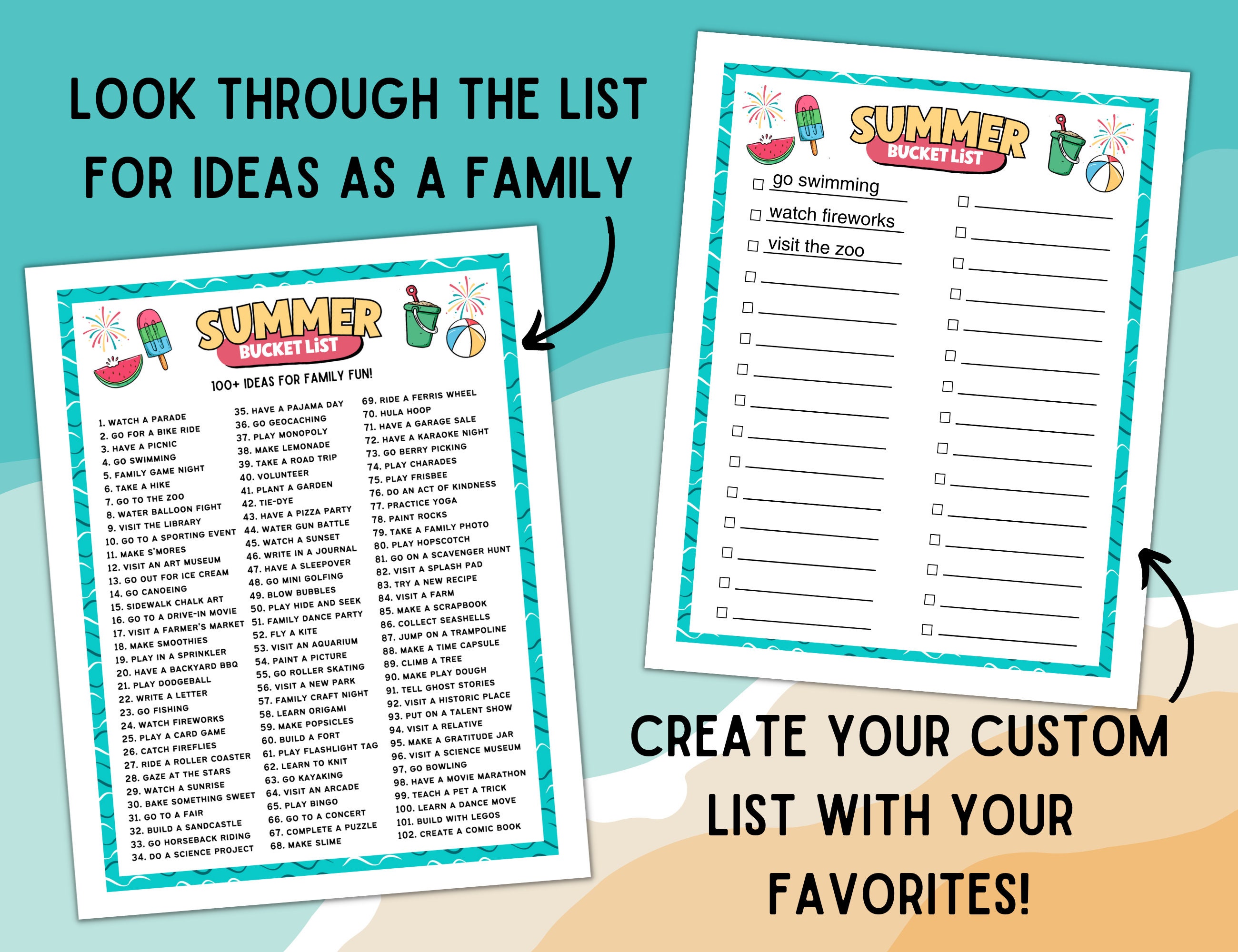 Summer Family Bucket List | Fillable Summer Checklist Template | Summer ...