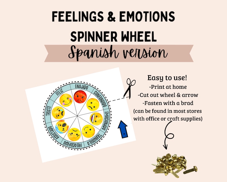 Feelings Wheel Spanish Emotion Chart Kids and Teens Emotional ...