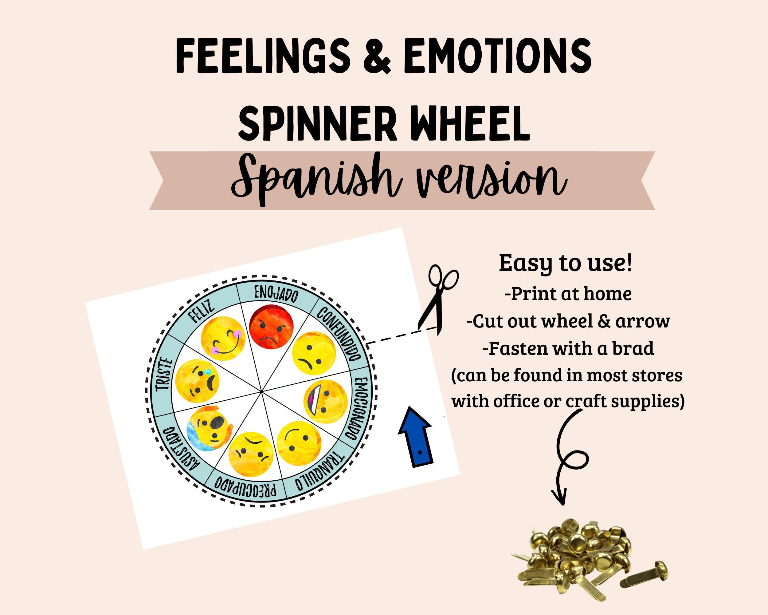 Feelings Wheel Spanish Emotion Chart Kids and Teens Emotional ...