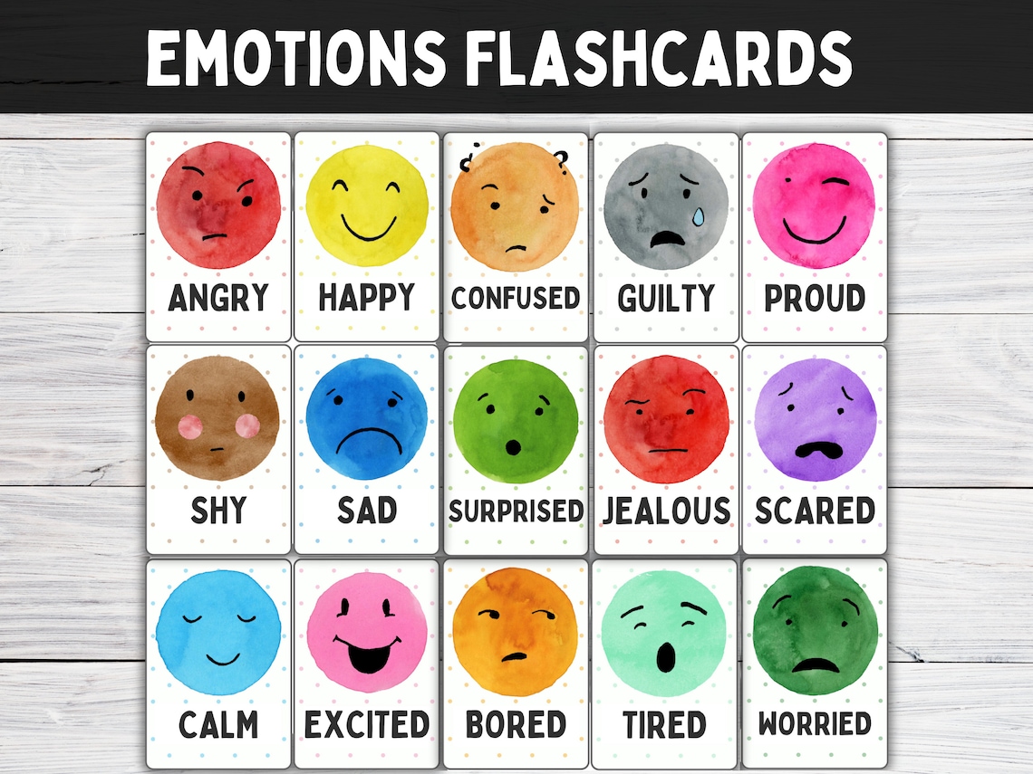 Emotions Flashcards for Kids | Kids Feelings Flash Cards | Preschool ...