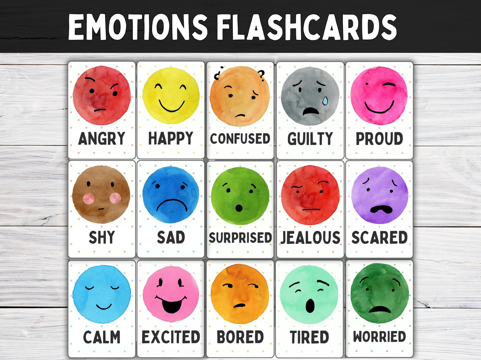 Emotions Flashcards for Kids | Kids Feelings Flash Cards | Preschool ...