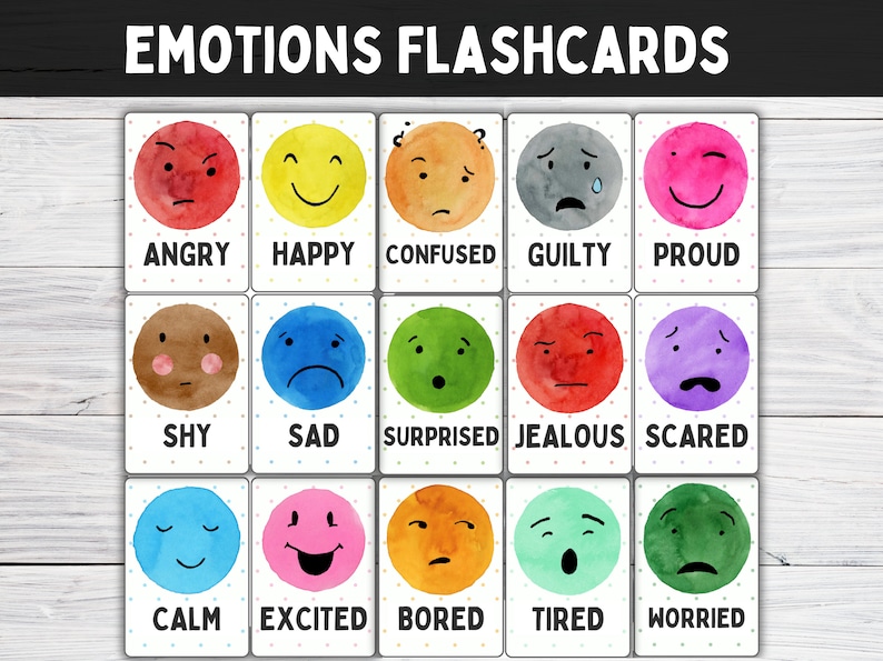 Emotions Flashcards for Kids | Kids Feelings Flash Cards | Preschool ...