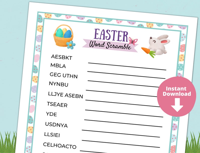 Easter Word Scramble for Kids Printable Word Game - Etsy