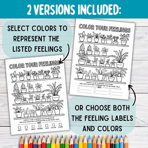 Plants Feelings Coloring Page for Kids, Emotions Check-in Therapy ...