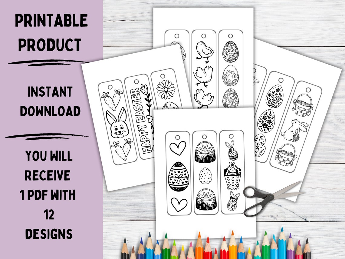 Easter Coloring Bookmarks Printable | Coloring Page for Kids | Spring ...