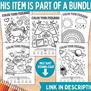 Feelings Coloring Page for Kids | Emotions Check-in Therapy Worksheet ...