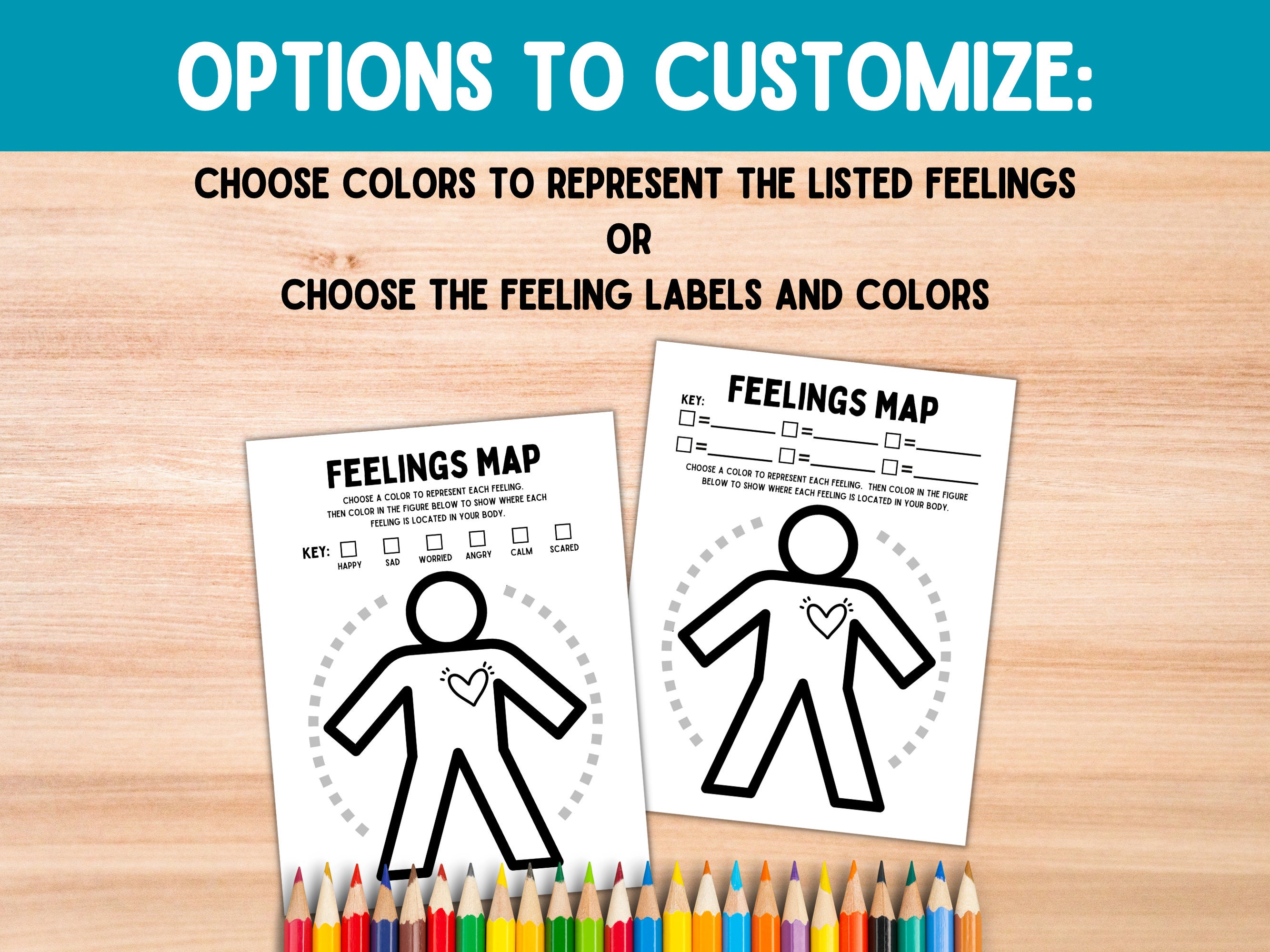 Mental Health Feelings Map Worksheet for Kids| Mapping Emotions on Body ...