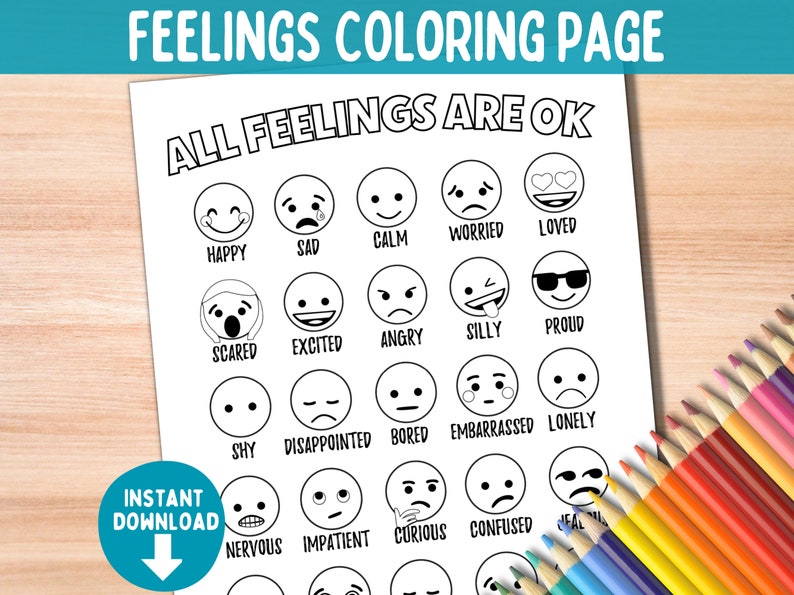 Feelings Coloring Page | School Social Work | Worksheets for Kids and ...